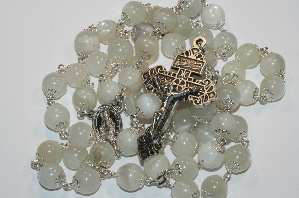 Gray Moonstone 10mm Rosary in Bronze – Oklahoma Rosaries