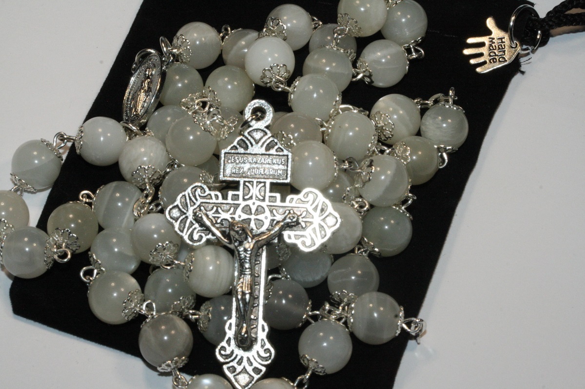 Gray Moonstone 10mm Rosary in Bronze – Oklahoma Rosaries
